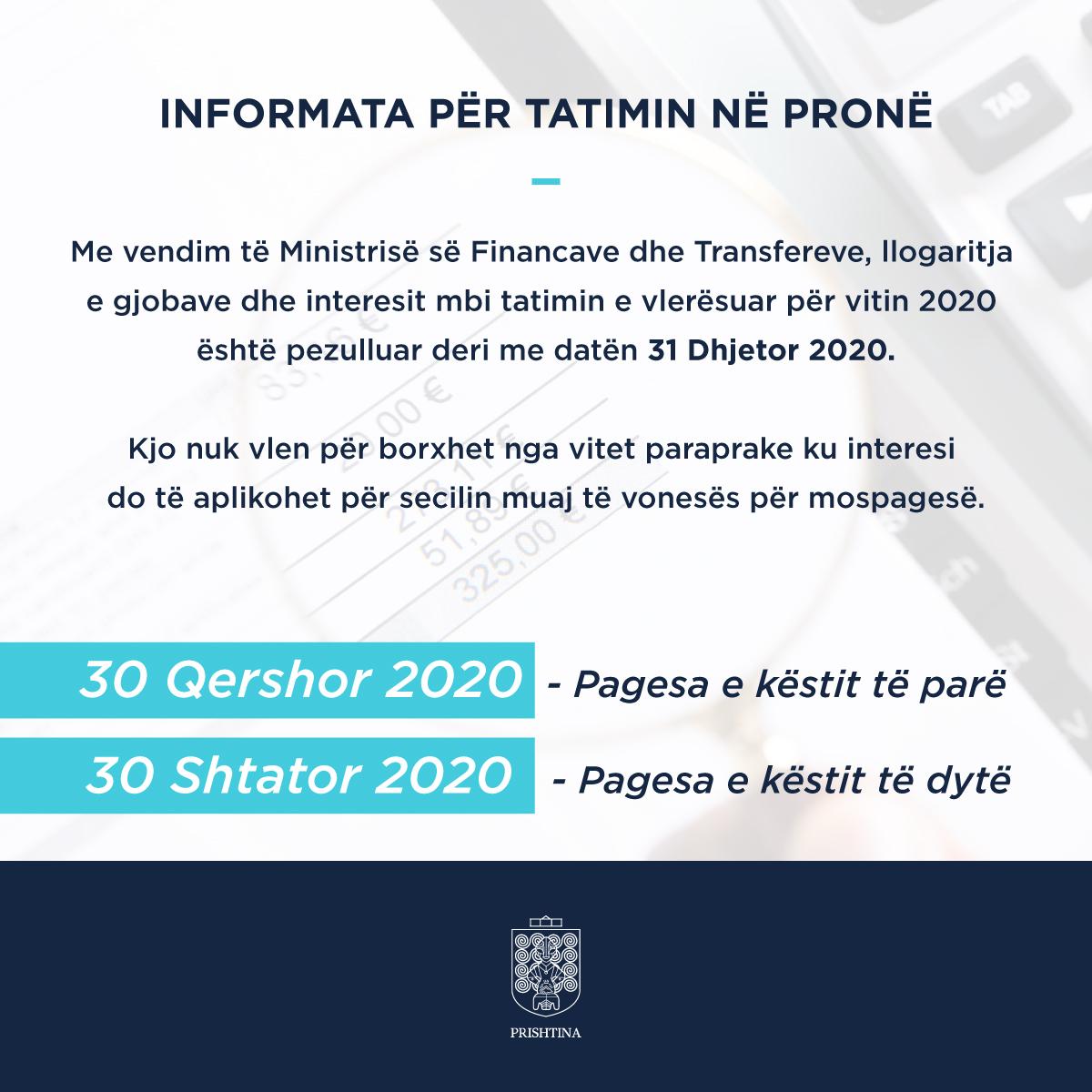 Podsetnik za porez na imovinu - Direkcija za finansije - Komuna Prishtina